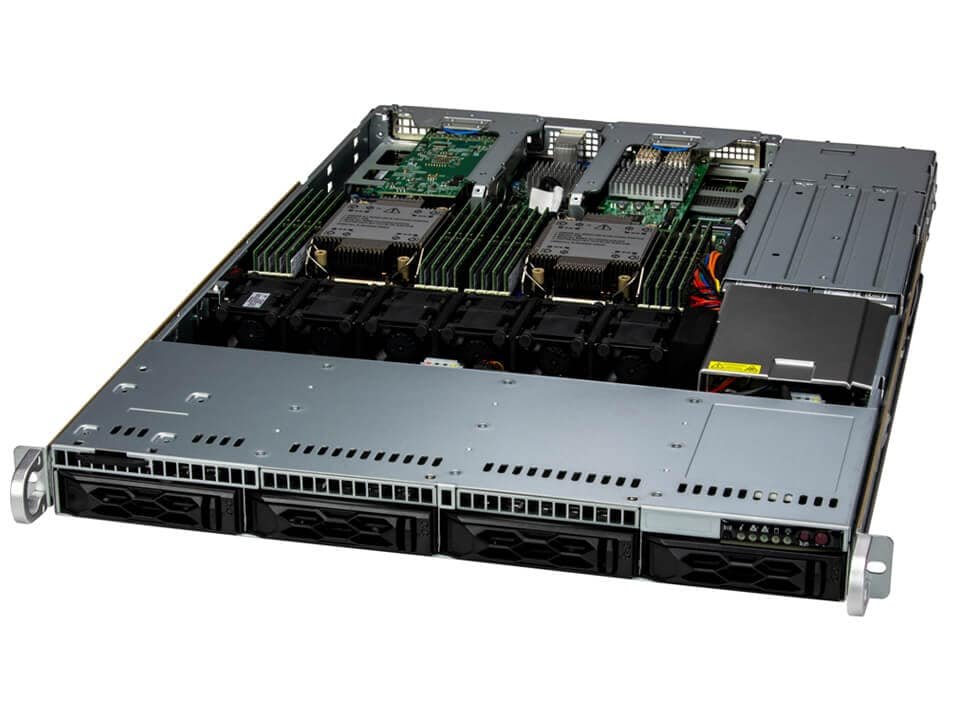 Servidor Supermicro SuperServer SYS-611C-TN4R 1U, Xeon 4ª/5ª Geração, 4 ...